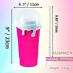 Slushy Maker Cup, Frozen Magic Squeeze Cup, 16.9 oz/500ml Slushy Squeeze Cup for Homemade Milkshake, Magic Slushy Maker Squeeze Cup, DIY Smoothie Maker, Ice Maker Cup Squeeze (1 in Pink)