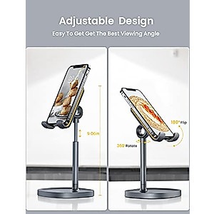 LISEN Office Supplies Decor Cell Phone Stand Universal Home Office Desk, Reduce Neck Pain Height Angle Adjustable Cell Phone Stand, Taller, and More Photogenic iPhone Stand When Phone & Tablets Video…