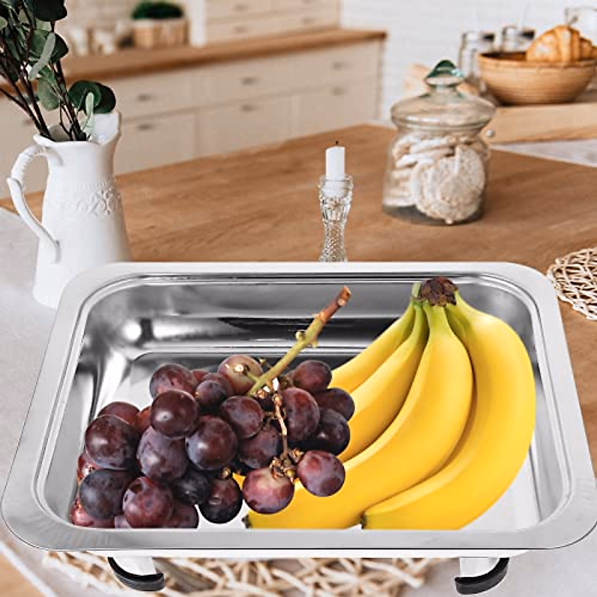 Buffet Food Holder Buffet Server Stainless Steel Chafing Dish Buffet Tray Chaffing Servers Rectangular Canteen Basin with Cover for Parties Buffets Buffet Food Warmer