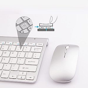 Goshyda Keyboard Mouse Combo, 1600-2400 DPI Adjustable Hot Keys Silent Ambience Stable Connection Slim Design Keyboard for Work Study Gaming