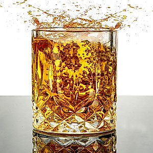 Old Fashioned Whiskey Glasses with Luxury Box, 10 Oz Rocks Glasses Barware for Scotch, Bourbon, Liquor and Cocktail Drinks - Set of 4