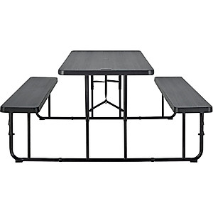 Global Industrial 6' Folding Plastic Picnic Table, Charcoal
