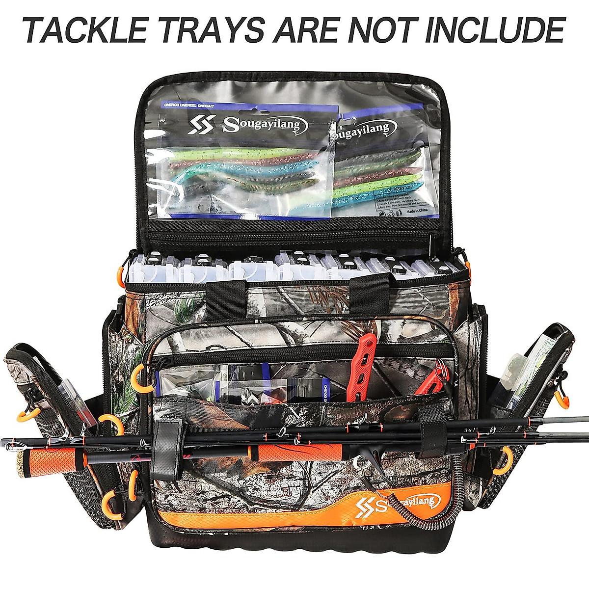 Sougayilang Fishing Tackle Bags Water-Resistant Fishing Tray Bags - Portable Fishing Organizer Shoulder Satchel - Suitable for 3600 3700 Tackle Box- Camouflage -Standard Bag