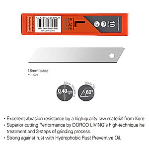 DORCO L601 Heavy Duty 18mm Snap-Off Utility Knife + Precision 18mm (11 Blades) with Screw-Lock System – Ergonomic Anti-Slip Design with Professional Blades