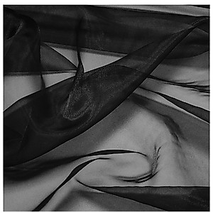 MDS Pack of 5 Yards Long Bridal Solid Sheer Organza Fabric Bolt for Wedding Dress, Fashion, Crafts, Decorations, backdrop, Christmas Craft Supplies, Silky Shiny Organza Fabrics 44” Wide - Black
