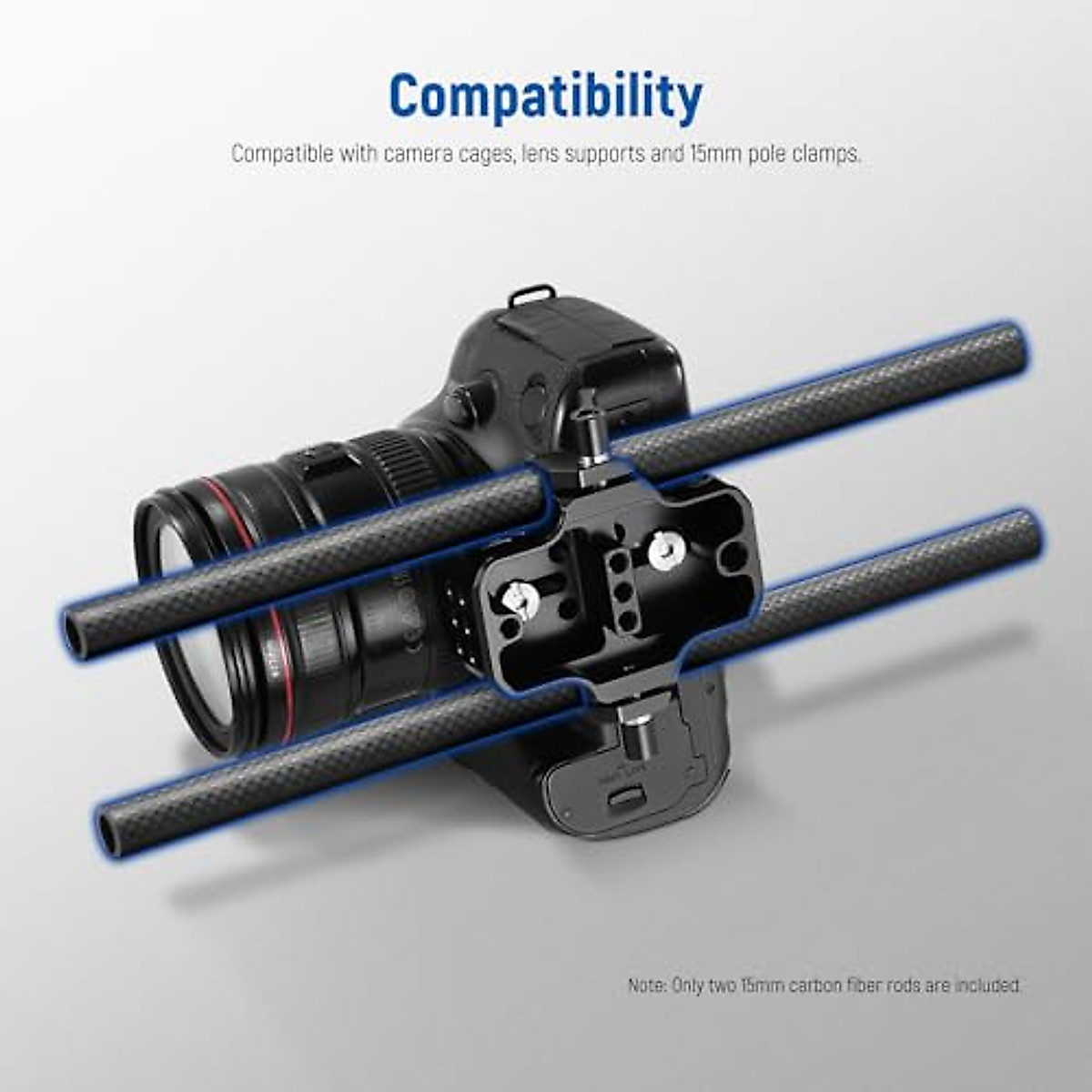 NEEWER 15 mm Carbon Fibre Extension Rods Pack of 2, Compatible with SmallRig Compatible with Tilta Shoulder Support System 15 mm Rail Follow Focus for DSLR Camera, SR002 (30 cm)