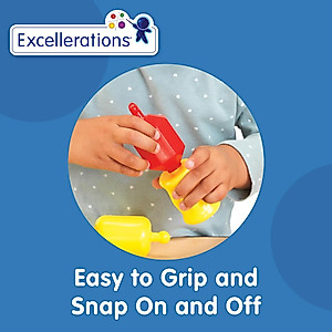 Excellerations Early STEM Toy, Connecting, Fun, Linking, Pop Beads for Toddlers, Snap Lock Beads Set in Storage Bin, Pack of 28