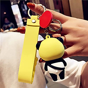 HSYHERE Men Women Boys Girls Rubber Cute PVC Panda Keychain Creative New Year Gift Bag Animal Football blue