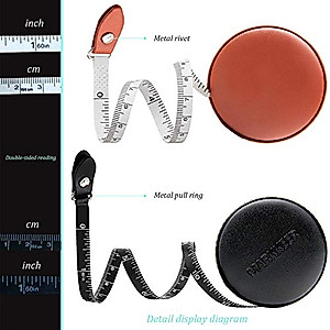 Sewing Tape Measure,2 Pack Tailor Clothing Small Tape, Measure for Body Measuringruler, UpgradeDual Sided Leather Tape Measureautomatic Retractable, Soft Tape 60 Inch/ 1.5 M (Black Brown)