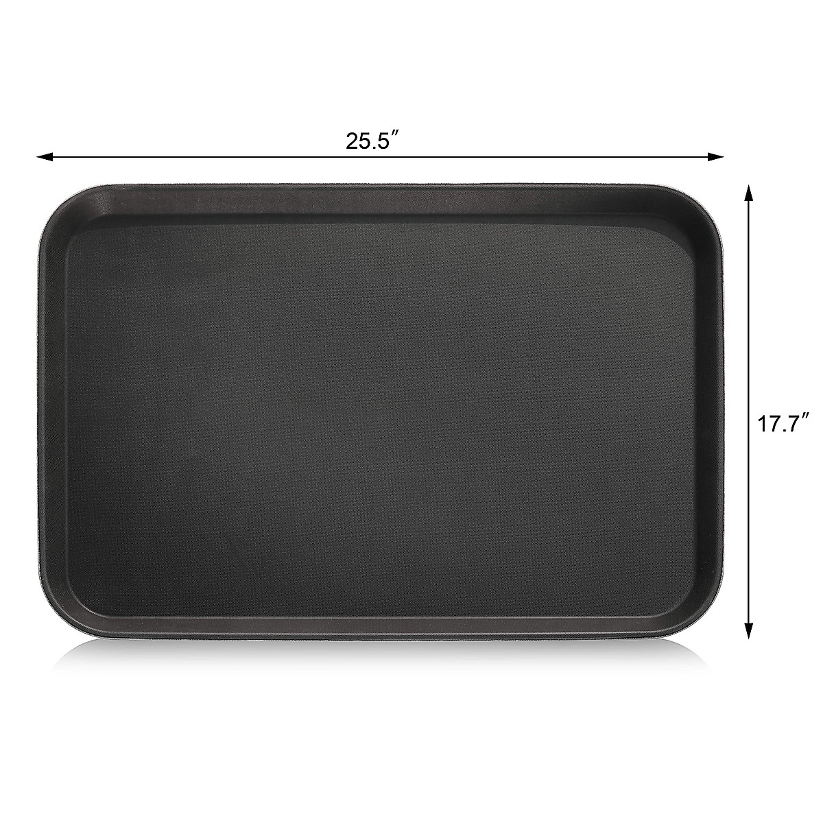 New Star Foodservice 25392 Restaurant Grade Non-Slip Tray, Plastic, Rubber Lined, Rectangular, 18-Inch x 26-Inch (Large), Black