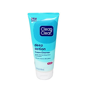 Clean & Clear Deep Action Cream Facial Cleanser for Sensitive Skin, Gentle Daily Face Wash with Oil-Free, 6.5 oz (Pack of 4)