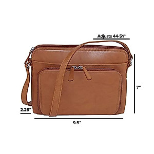 CTM® Women's Leather Shoulder Bag Purse with Side Organizer, Antique Saddle