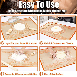Extra Large Silicone Pastry Mat Nonstick Dough Mat with Measurement 36'' By 24'' for Fondant Mat, Kneading Mat, Dough Rolling Mat, Pie Crust Mat
