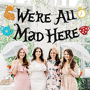 We're All Mad Here Banner 1st Birthday Party Decorations Afternoon Tea One Year Old First Bday Party Supplies