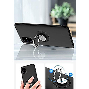 FaDream for Schok Volt SV55 SV55216 Case, Anti-Vibration and Anti-Fall Soft TPU Protective Cover+360 ° Magnetic Rotating Bracket with Tempered Glass Screen Protector (Black)