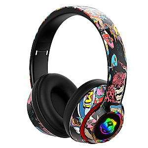 Over-Ear Bluetooth Headphones, Colorful Atmosphere Lamp, Foldable Wireless Sports Headset, Hi-Res Audio, Noise Cancelling, Can Be Inserted Into The Card Mobile Computer Universal