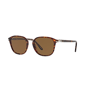 Persol PO3186S Round Sunglasses, Havana/Brown Polarized, 53 mm