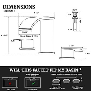 Ultimate Unicorn 8 inch Bathroom Faucet Brushed Nickel, Waterfall Bathroom Sink Faucet with Metal Pop-up Sink Drain Stopper and 2 Supply Hoses,2 Handle Widespread Faucet for Vanity Sink 3 Holes