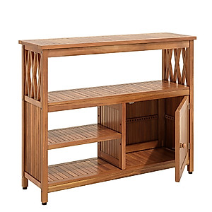 YITAHOME Acacia Wood Patio Bar Table with Storage and Shelves, Outdoor Sideboard Storage Cabinet for Outdoor and Indoor Use, Suitable for Garden Patio Balcony Living Room, Natural
