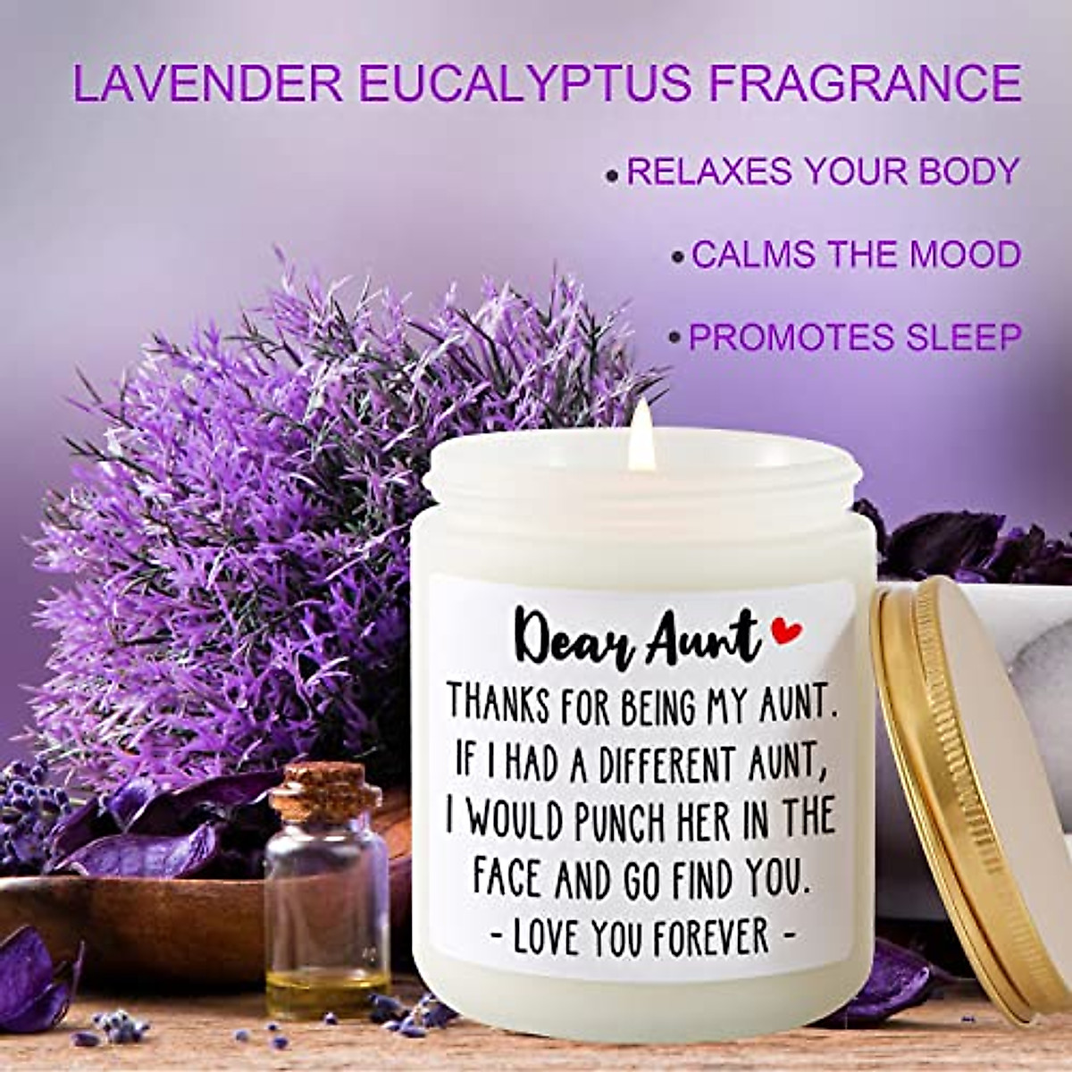 Aunt Gifts, Mothers Day Gifts for Aunt, Best Aunt Ever Gifts, Aunt Gifts from Niece/Nephew, Aunt Birthday Gift, Funny Thanksgiving Christmas Gifts for Aunt Aunty Auntie - Lavender Scented Candles