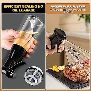 Olive Oil Sprayer for Cooking - 200ml Olive Oil Mister Glass Oil Spray Bottle, Refillable Food Grade Oil Vinegar Spritzer Sprayer Bottles for Kitchen, Air Fryer, Salad, Baking, Grilling, Frying
