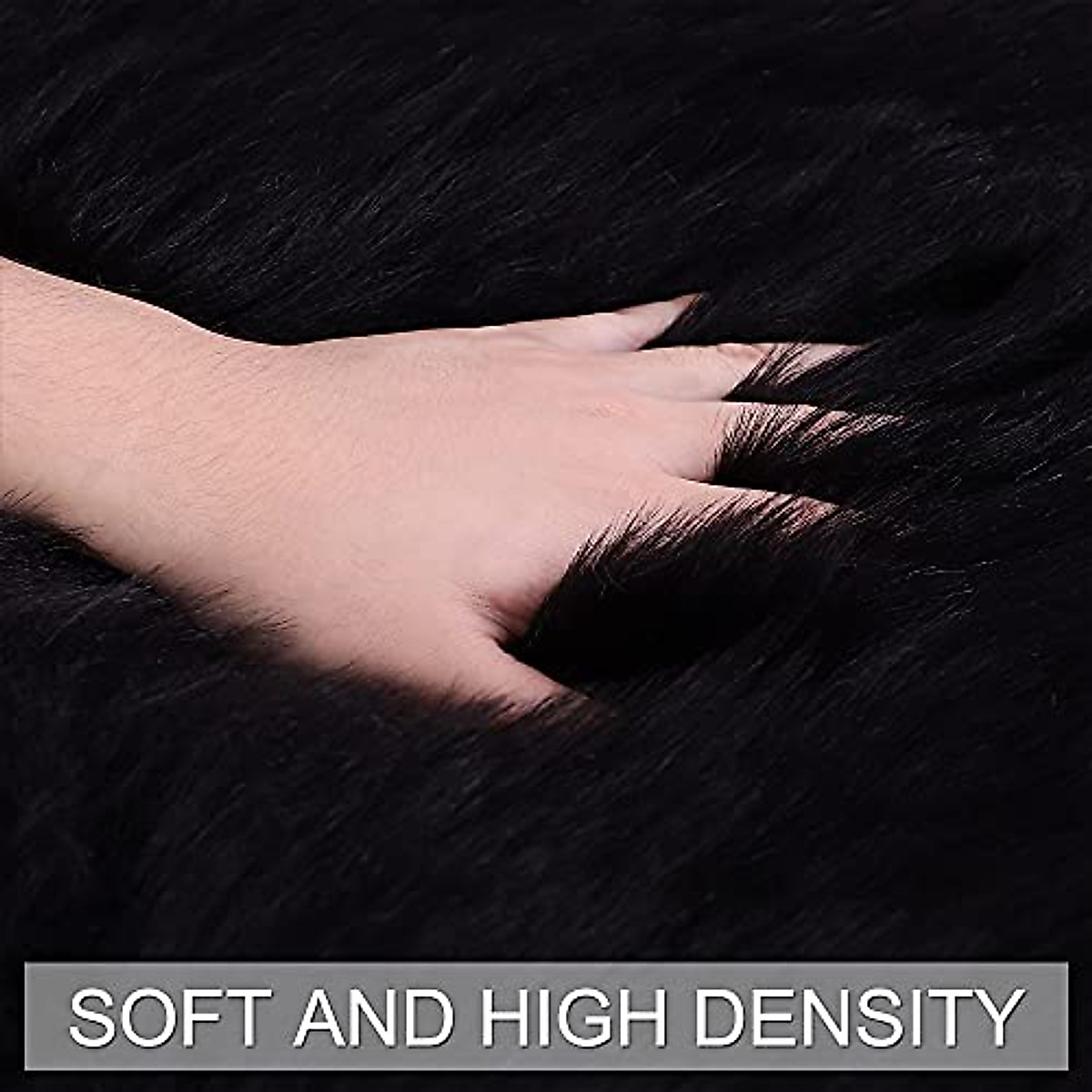 uxcell Faux Fur Round Rug,Fluffy Area Mat,Fluff Rugs for Bedroom Floor Sofa Living Room 2 x 2 Feet Black