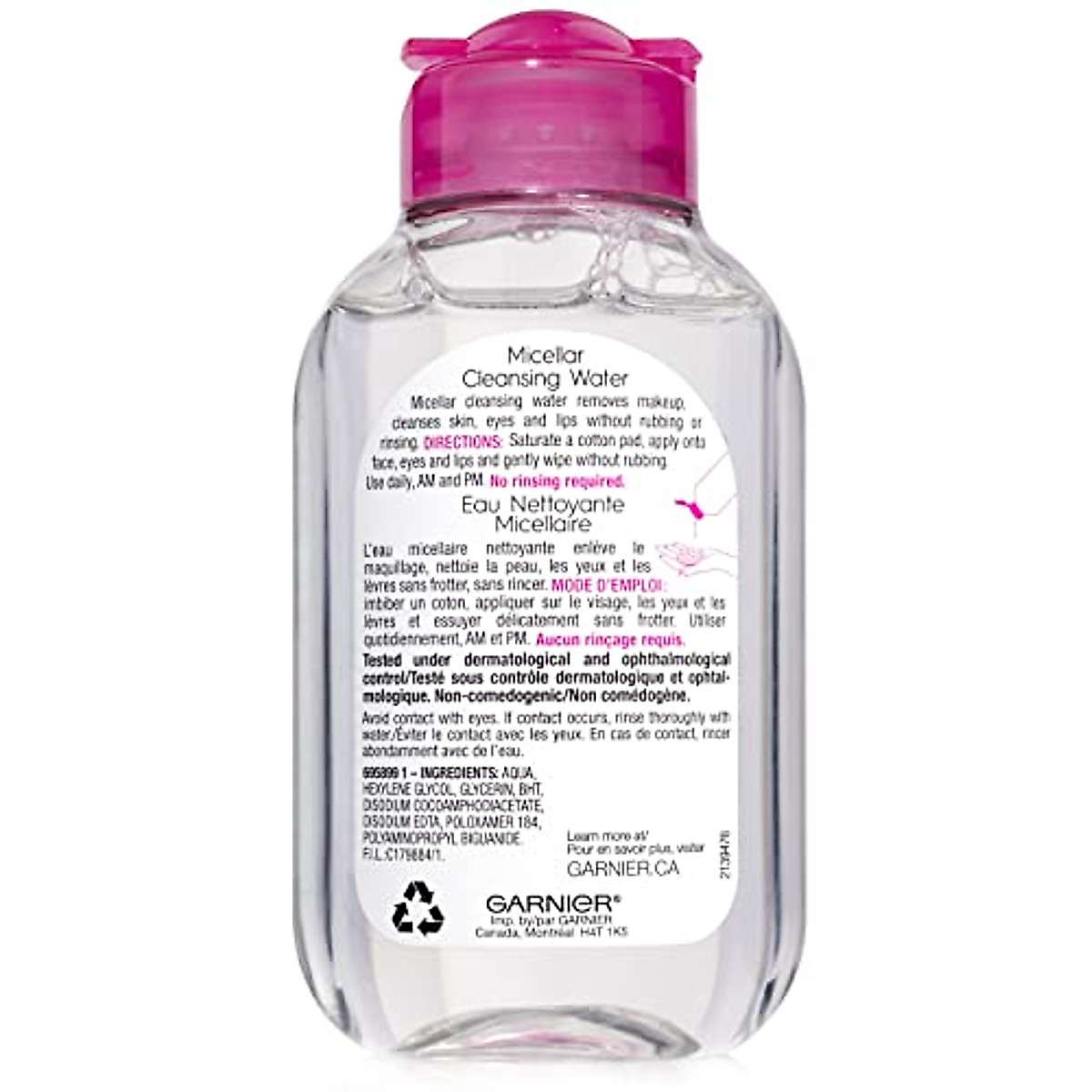 Garnier Micellar Cleansing Water, All-in-1 Makeup Remover and Facial Cleanser, For All Skin Types, 3.4 Fl Oz (100mL), 1 Count (Packaging May Vary)