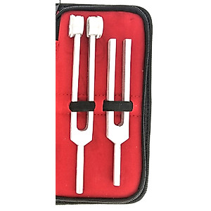 SURGICAL ONLINE Ultimate Medical Student Diagnostic Set - Premium Stethoscope & Tactical Black Set of 5 pcs Reflex Percussion Taylor Hammer + Penlight + Tuning Fork C 128 C 512 + Bandage Scissors 5.5