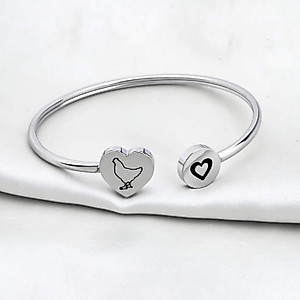 Pet Lover Gift Poultry Lover Gift Chicken Charm Chicken Gifts Chicken Jewelry Bird Cuff Bracelet (Chicken bracelet S)