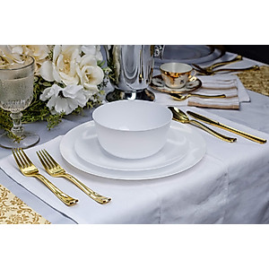 Trendables™ Premium Trend White Plastic Bowls, Disposable Food Grade Plastic Bowls - 40 Pack