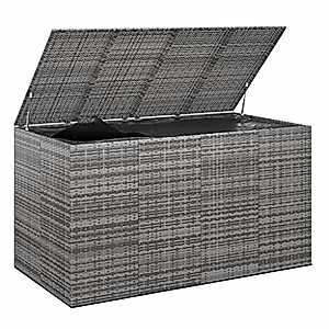 GOLINPEILO Outdoor Patio Garden Storage Box Large Deck Box PE Rattan Patio Storage Box Garden Storage Chest Container Storage Organizer Cabinet for Lawn Backyard,76.4" x 39.4" x 40.6" Gray