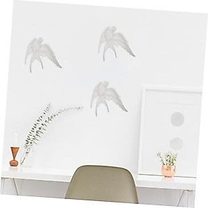 Metal White Sparrow Wall Decor: Large Flying Bird Wall Art Swallow Wall Mount Hanging Figurine 3D Aninal Sculptures for Garden Home Bedroom Living Room