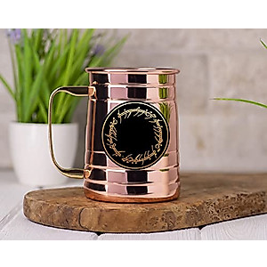 One Ring Moscow Mule Mug Metal Tankard, Hobbit Mug Lord Rings Copper Stein Beer Mug, Gift For Him Beer Stein 21oz Pure Copper Plating Cup, Premium Quality Cocktail Mug, Drinking Mug