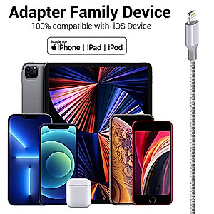 iPhone 13 14 Charger Cord - 3 Pack 3/6/10 ft MFi Certified Lightning Cable Nylon Braided Fast Charging Syncing Cord Compatible with iPhone 14 13 12 Pro Max 11 X Xs XR 8 7 6 Plus Mini iPad Airpods Gray