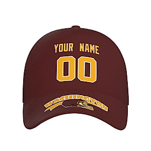 Wash1ngt0n Hat Caps Adjustable Custom Any Name & Number Gifts for Dad Men Kids Fans