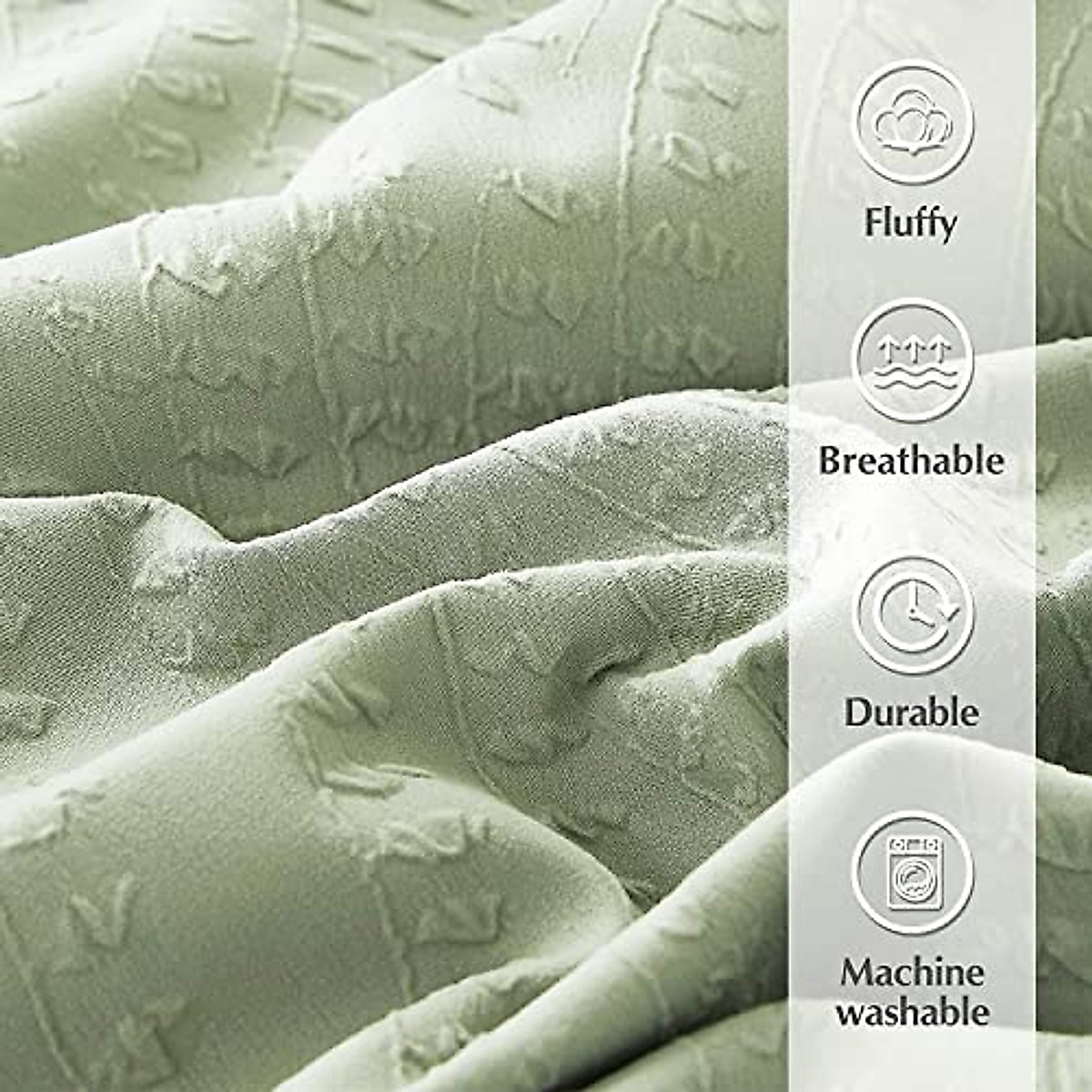 Geniospin Full Comforter Set, Bed in a Bag Sage Green Bedding Sets 7-Pieces, Botanical Pattern, All Season Comfortable Seersucker Bedding with Comforter, Sheets, Pillowcase & Shams(Full,80"x90")