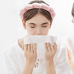 DADHOT Spa Headband for Women - Spa Headband Sponge & Terry Towel Cloth Fabric Hair Band for Face Washing, Makeup Removal, Shower, Hair Accessories,Skincare (Black)