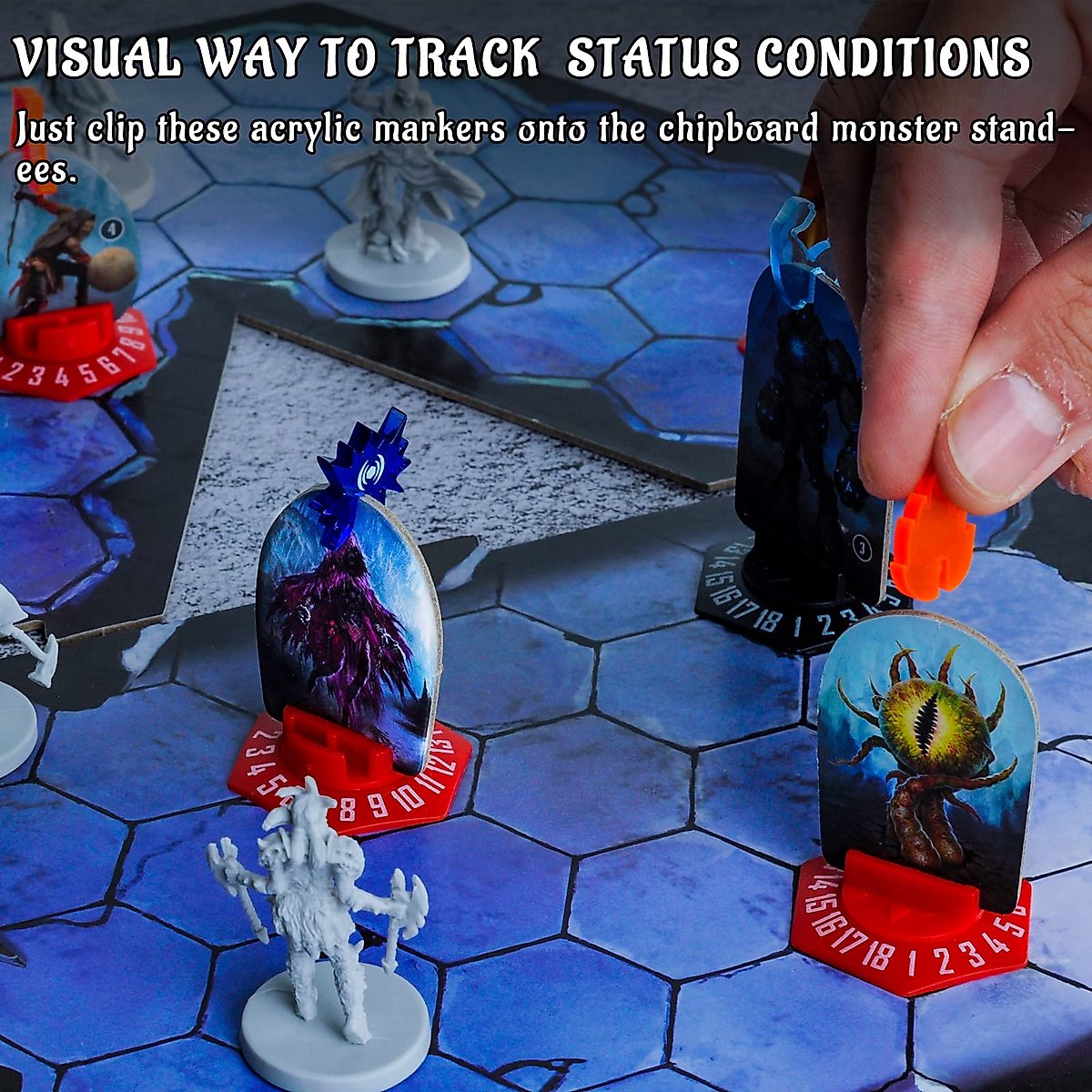 Condition Tokens Set of 60 Acrylic Status Effects Markers Game Accessories for Gloomhaven, Forgotten Circles and Jaws of the Lion