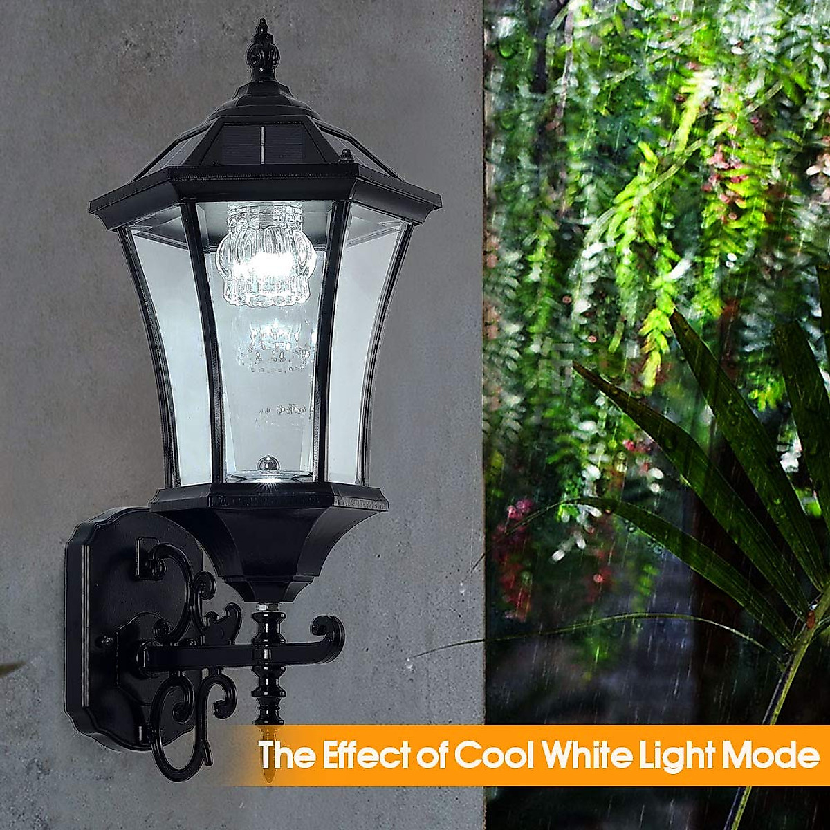 DENGMALL Solar Wall Lantern Outdoor, Wireless Dusk to Dawn Solar Wall Mount Light, 21 Inch Inch Large, LED Wall Sconce Fixture with Clear Glass and Aluminum Housing, Weatherproof