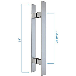 BARNSMITH 36" Barn Door Push Pull Handle,Glass Door Handle,Heavy Duty Grade-304 Stainless Steel Square Commercial Door Handle,Entrance Entry Front Door Handle Office Wood Garage Handle Pull Set