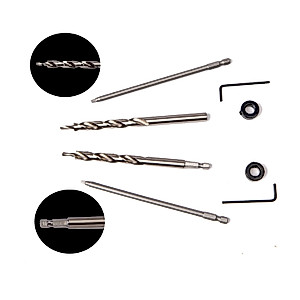 PANOVOS (2PCS)1/4" Hex Shank Pocket Hole Drill Bit + 3/8"(9.5mm)Replacement Twist Step Drill Bit with Depth Stop Collar for Manual Pocket Hole Jig System drill guide Drill Tools Kit Accessories