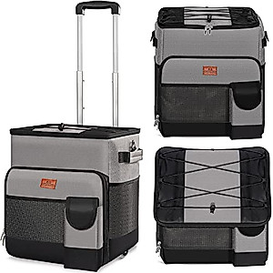 Cooler with Wheels 35 Can Collapsible Rolling Cooler Soft Insulated Roller Cooler Portable Leak Proof Cooler Bag with Wheels and Handle for Camping Hiking BBQ Summer Beach Travel Outdoor Activities