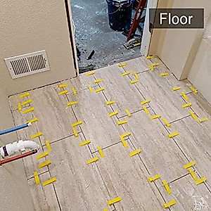 Tile Leveling System with Tile Plier - 300-Piece Tile Spacers Clips and 100-Piece Reusable Wedges - Tile Tools Set for Stone Installation (1/8 Inch Tile Spacers)