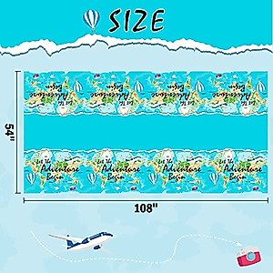 Adventure World Awaits Map Plastic Tablecloth - 2pcs 54*108" Travel Themed Table Decorations Supplies Bon Voyage Disposable Rectangle Table Cover for Baby Shower Birthday Graduation Retirement