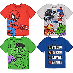 Marvel Avengers Super Hero Adventures Spider-Man Hulk Iron Man Toddler Boys 4 Pack Graphic T-Shirts 5T