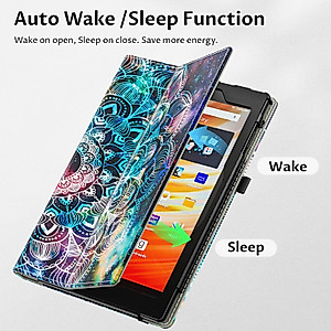 VORI Case for All-New Amazon Kindle Fire HD 10 Tablet (13th/11th Generation 2023/2021 Release) and Fire HD 10 Plus 10.1" - Slim Folding Stand Folio Cover with Auto Wake/Sleep & Hand Strap, Mandala
