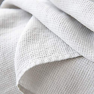LinenMe Washed Waffle Linen Hand Towels, 20 in x 28 in, Silver