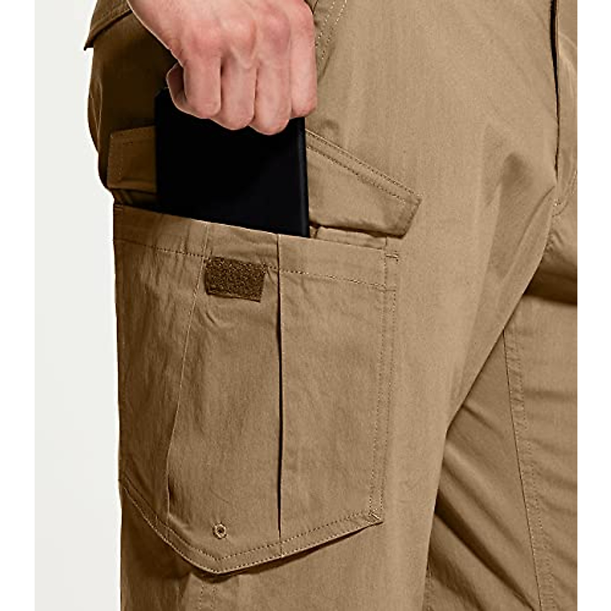 CQR Men's Convertible Cargo Pants, Water Resistant Hiking Pants, Zip Off Lightweight Stretch UPF 50+ Work Outdoor Pants, Lightweight Convertible Cargo Coyote, 32W x 30L