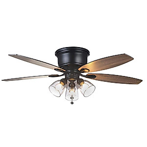 Stoneridge 52 in. Matte Black Hugger LED Ceiling Fan with Light Kit