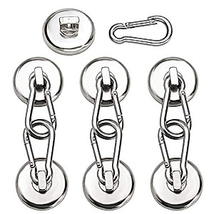 DIYMAG Magnetic Hooks,100LBS Strong Heavy Duty Neodymium Magnet Hooks with Swivel Carabiner Hook,Great for Your Refrigerator and Other Magnetic Surfaces,Pack of 7
